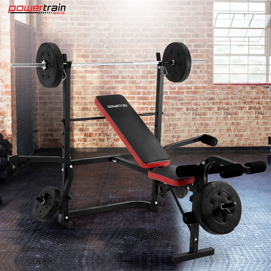 Buy Powertrain Home Gym bench press multi gym with 30 lbs weights ...