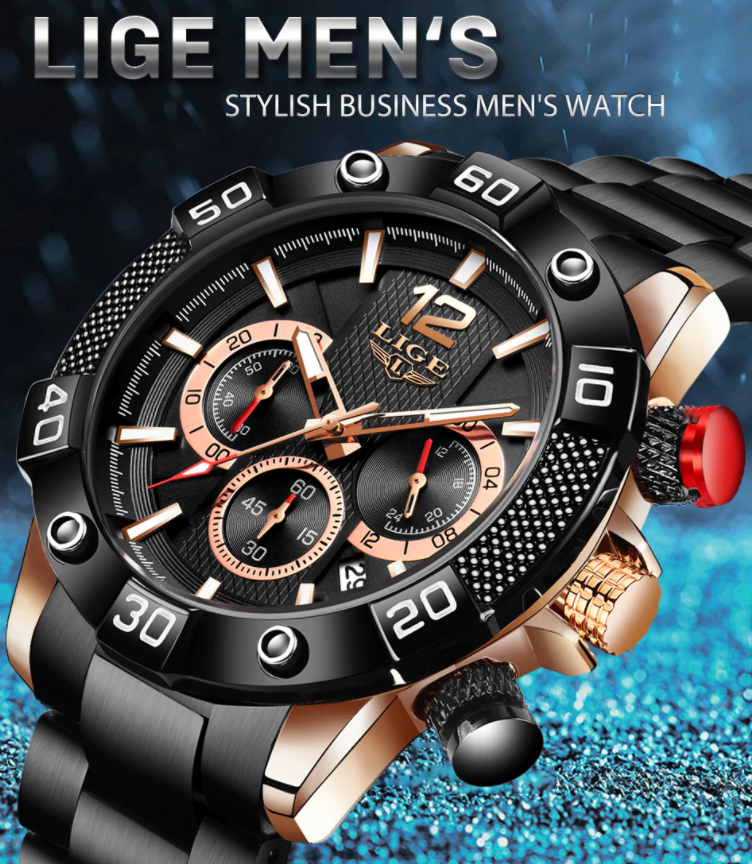 LIGE Men Business & Luxury Quartz SS Wrist Watch Lige 10030 BG Auction ...