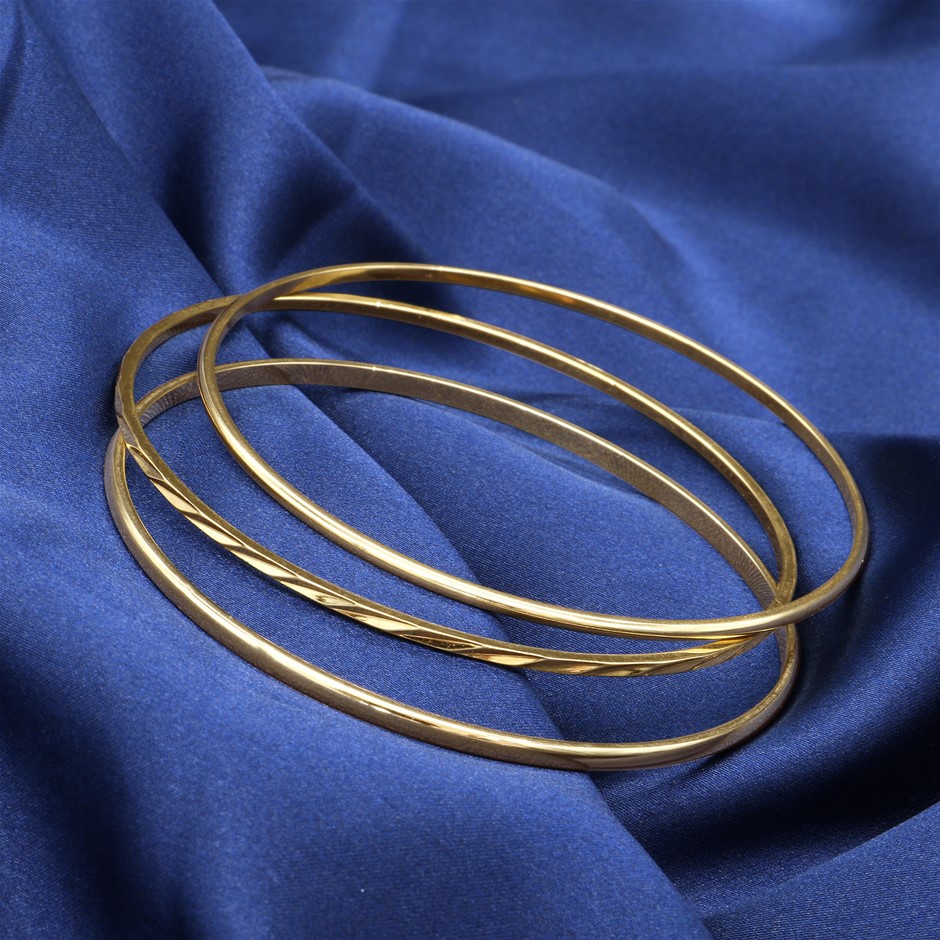 18ct Yellow Gold Layered Triple Bangle Set Auction (0001-2537034 ...