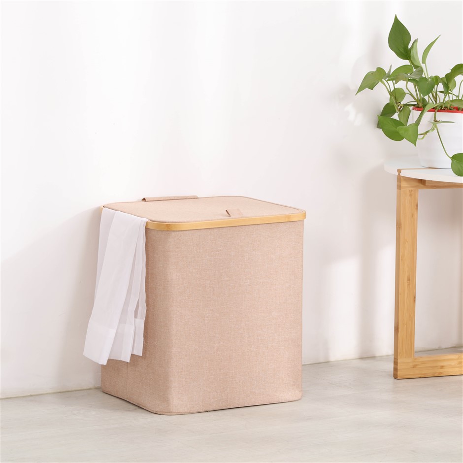Buy Sherwood Short Rectangular Linen and Bamboo Laundry Hamper ...