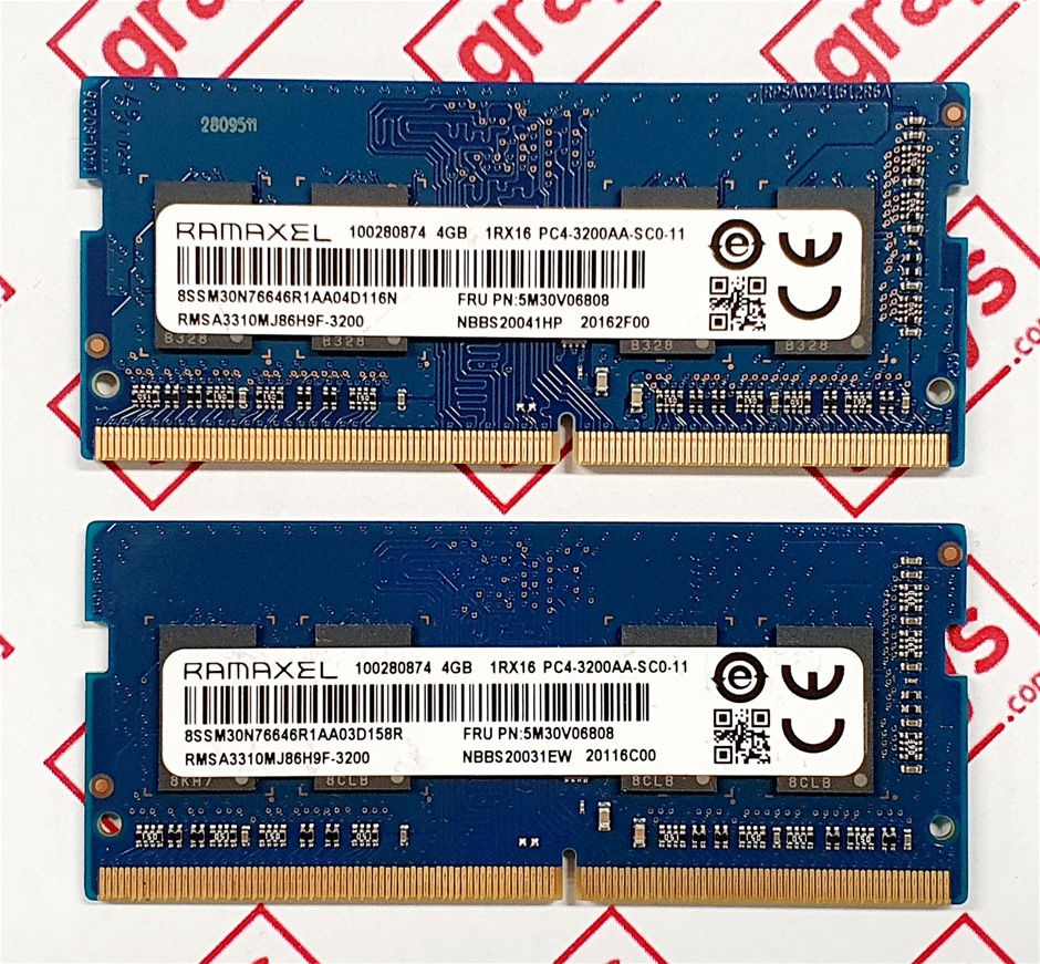 RAMAXEL 8GB (2X 4GB Modules) PC4-3200AA Sodimm DDR4 260pin Laptop Memory Auction (0028-2187456 ...