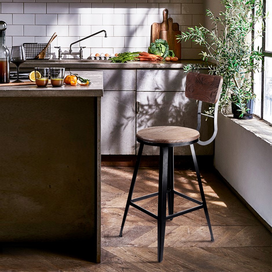 Buy Artiss Industrial Swivel Bar Stool - Black | Grays Australia