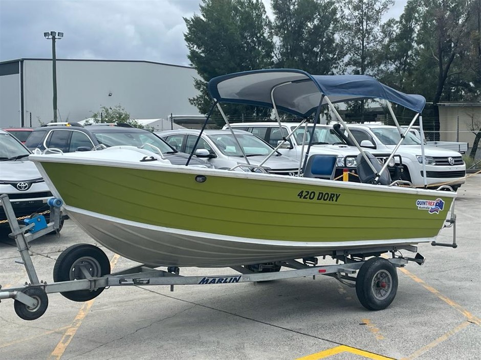 Circa 2007 Quintrex 420 Dory Boat, Yamaha 30HP Engine Auction (0001-10080709) | Grays Australia