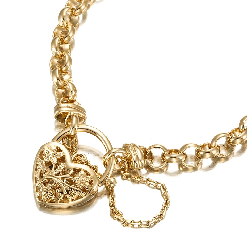 18ct Yellow Gold Plated 8" Belcher Bracelet Featuring a Filigree Locket ...