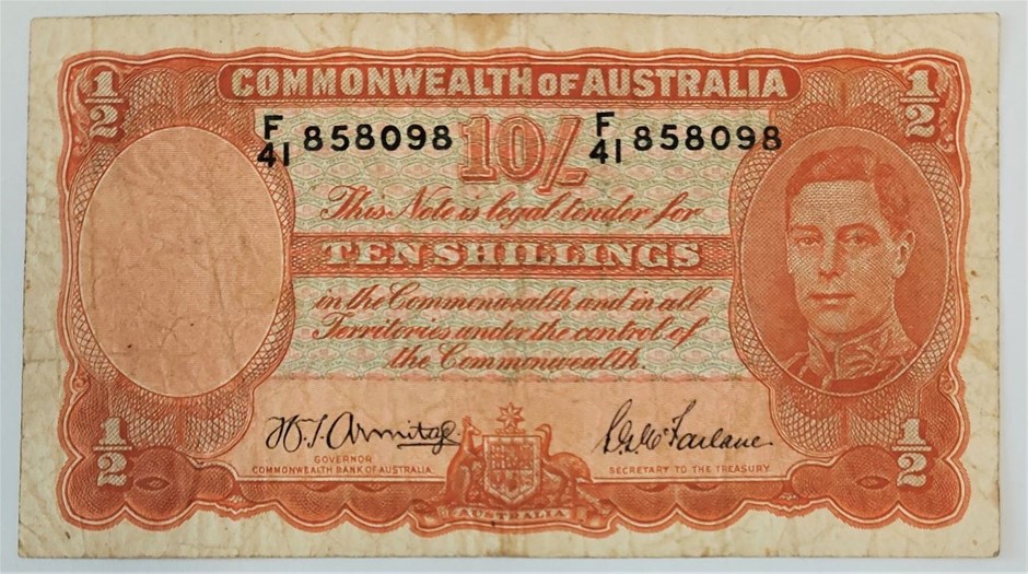 Commonwealth of Australia 10/- shillings Paper Banknote Auction (0035 ...