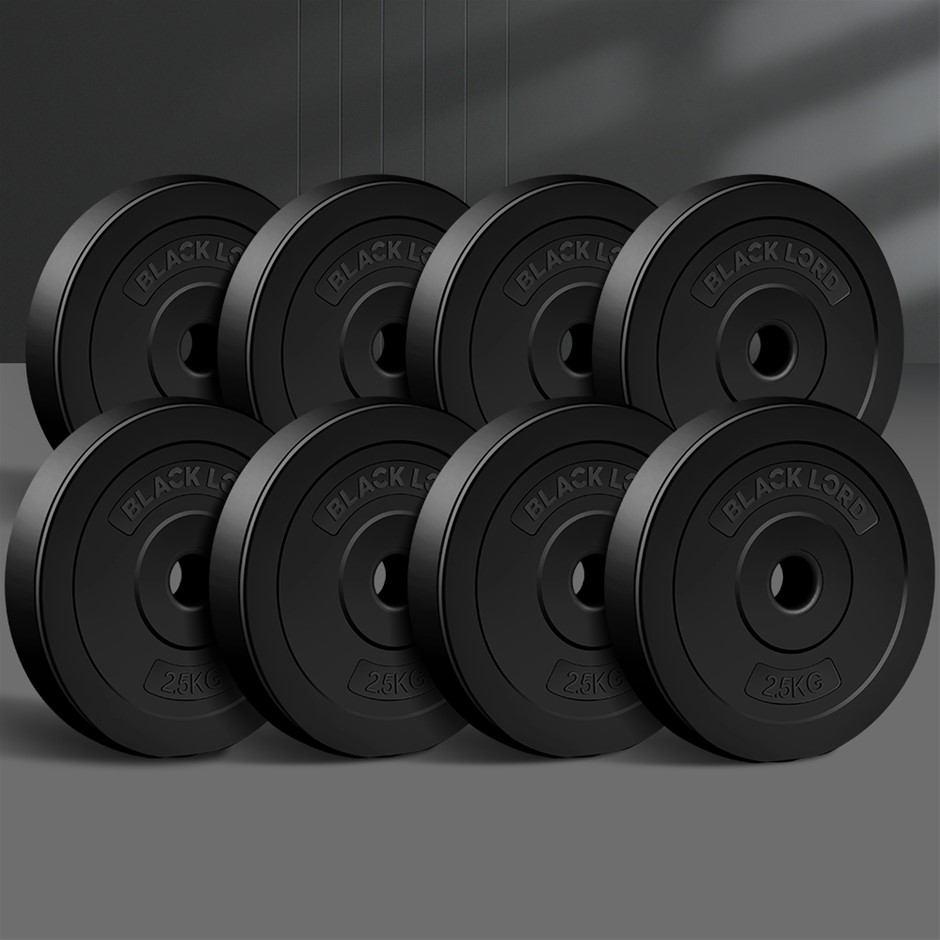 Buy Weight Plate 20kg Set Barbell Dumbbell Lift Bench Squat Rack BLACK ...