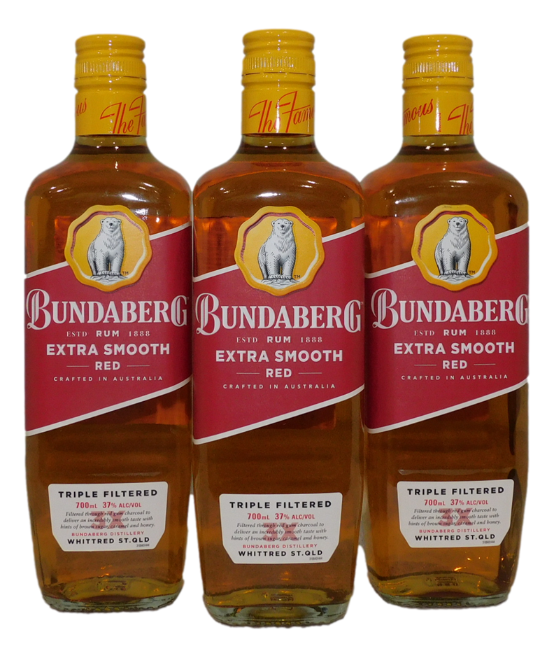 Bundaberg Red Extra Smooth Rum (3 x 700mL) Aus Auction (0007-10710497) | Grays Australia