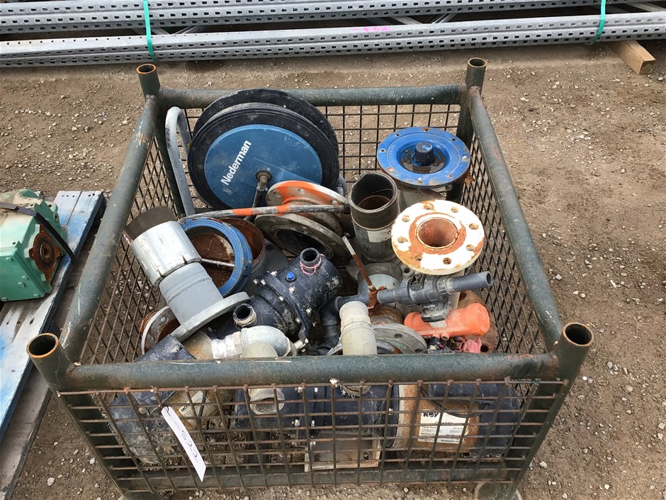 Qty of Assorted Pipe Valves , Hose Reel in Stillage Auction (0128 ...