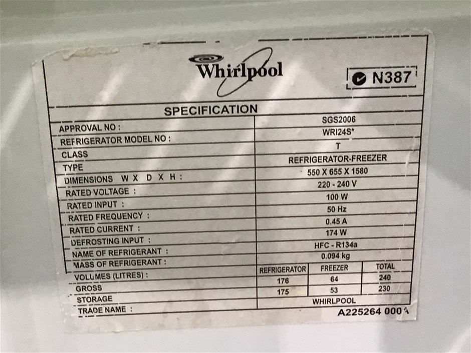 Whirlpool Refrigerator Auction 0004 3022868 Grays Australia