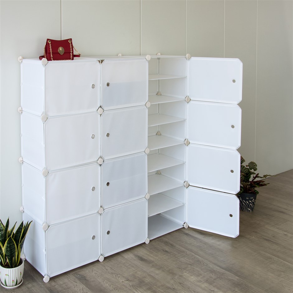 Buy White Cube DIY Shoe Cabinet Rack Storage Portable Stackable ...