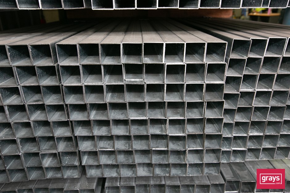 Unused 50mm x 50mm x 8Mtrs of SHS Galvanise in Pack of 64 Piece Auction ...