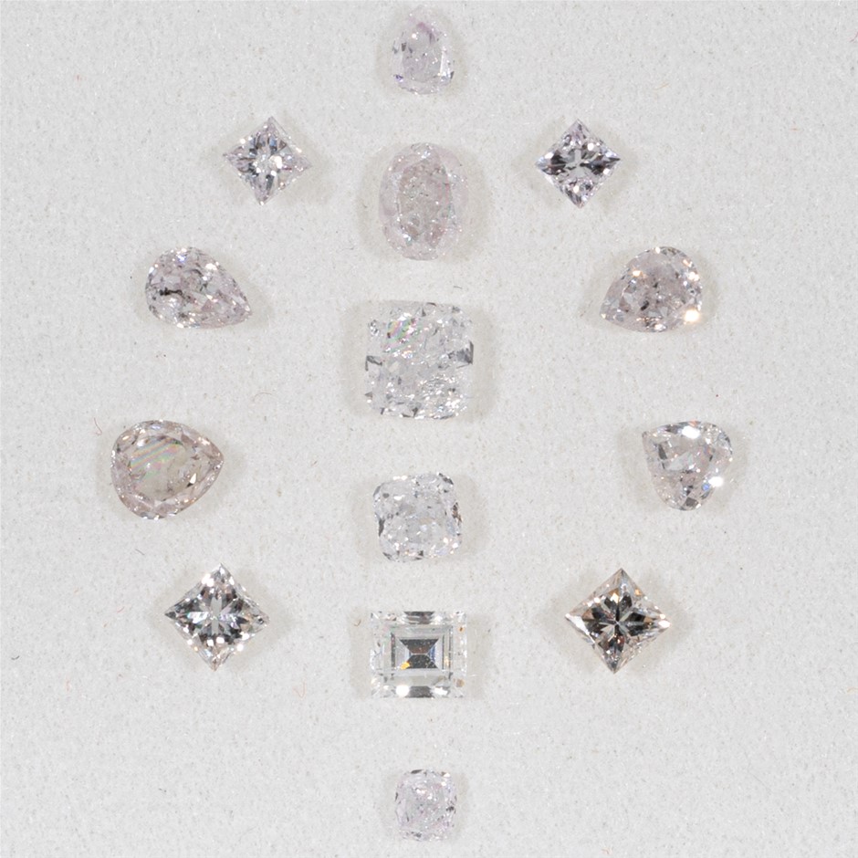 1.01ct 14-Piece Loose Premium White/Faint Pink Diamond Arrangement ...