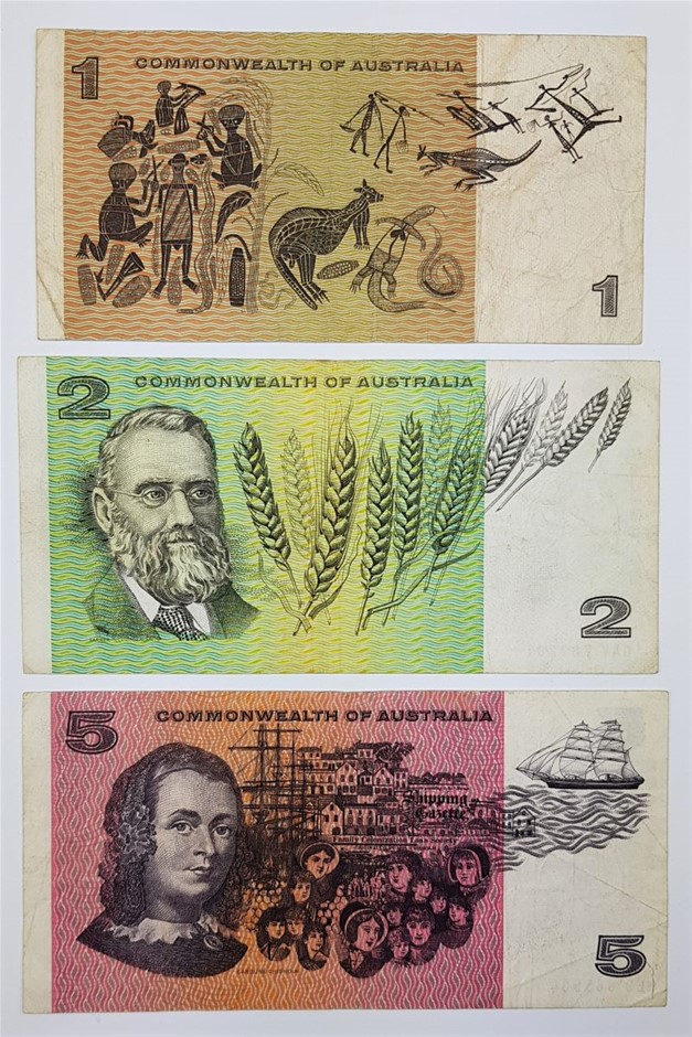 Commonwealth of Australia Decimal Banknotes - Phillips Randall $1, $2 ...
