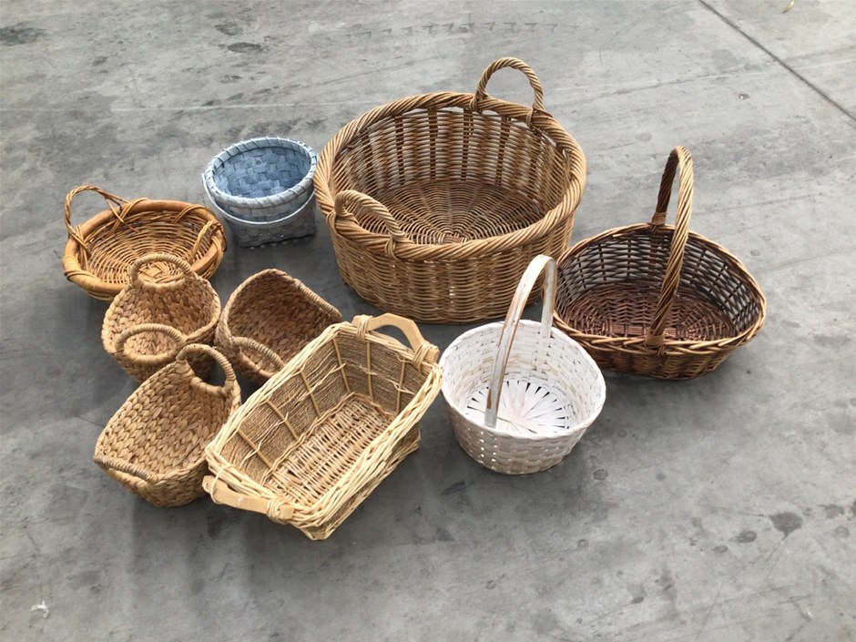 9 x Assorted Cane Display Baskets Auction (0017-3140022) | Grays Australia
