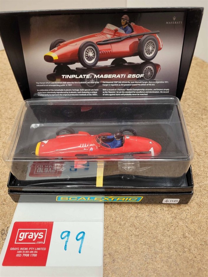 Scalextric slot car Maserati 250F tinplate car model c2929a Auction ...