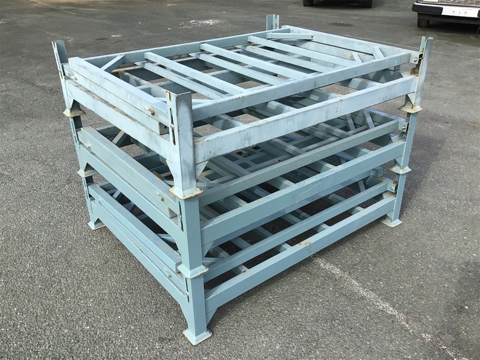 3x Steel Stackable Stillages with Collapsible Sides Auction (0013 ...