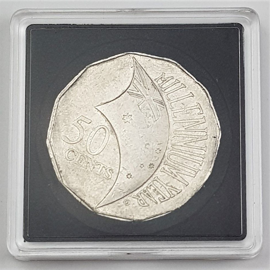 2000 50c coin - Incused Millennium Flag Auction (0018-2548181) | Grays Australia
