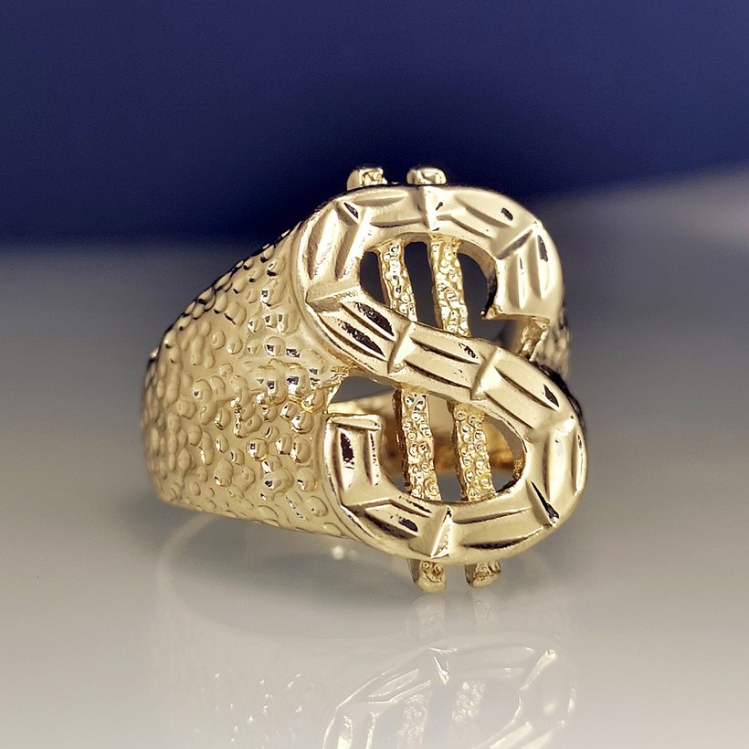 Luxury 18K Yellow Gold plated Dollar Sign Ring size 10 Auction (0003 ...