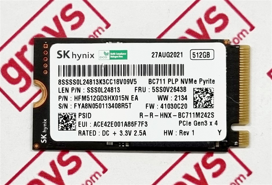 SK-Hynix 512GB M.2 NVMe 2242 PCIe Gen 3x2 Solid State Drive Auction ...