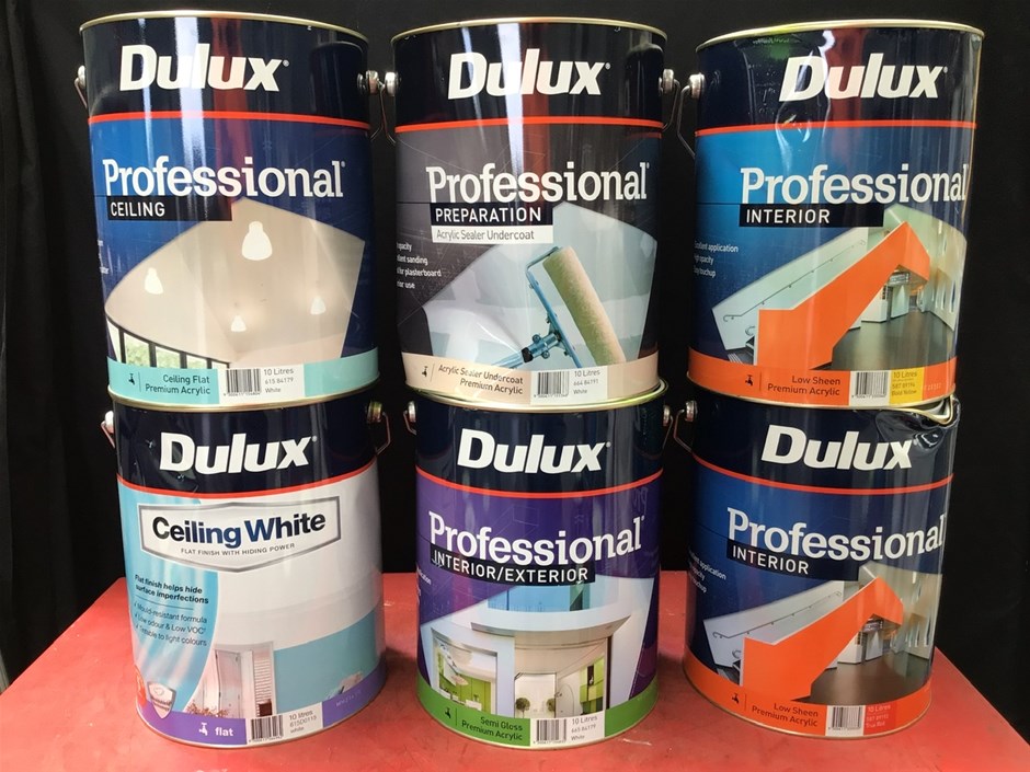6 x Assorted 10 Litre Tins of Dulux Paint Auction (0021-3024239 ...
