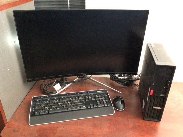 Lenovo ThinkStation P330 Computer and AOC Curved LCD Monitor Auction ...
