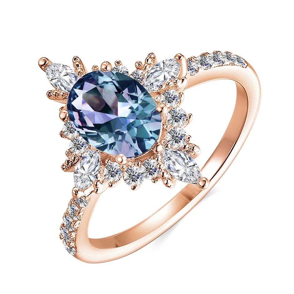 Elegant 18k Rose Gold Vermeil Alexandrite 1.00-carat Ring size 8 ...