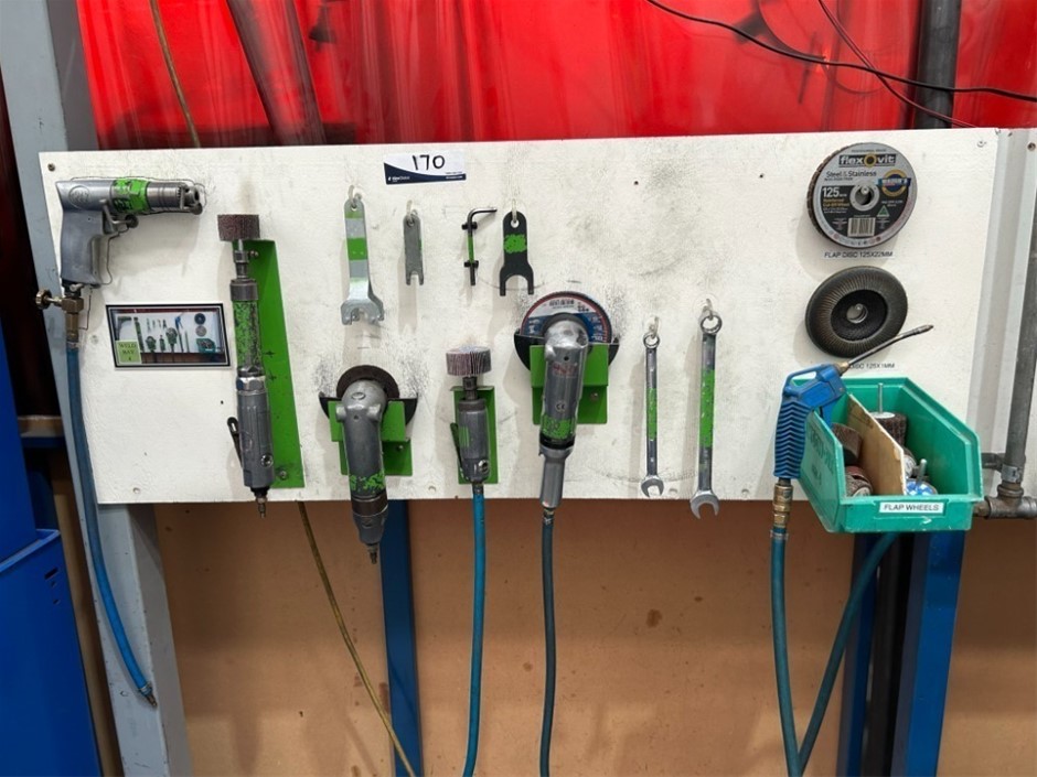 Shadowboard with 5 pneumatic tools Auction (0170-3024420) | Grays Australia