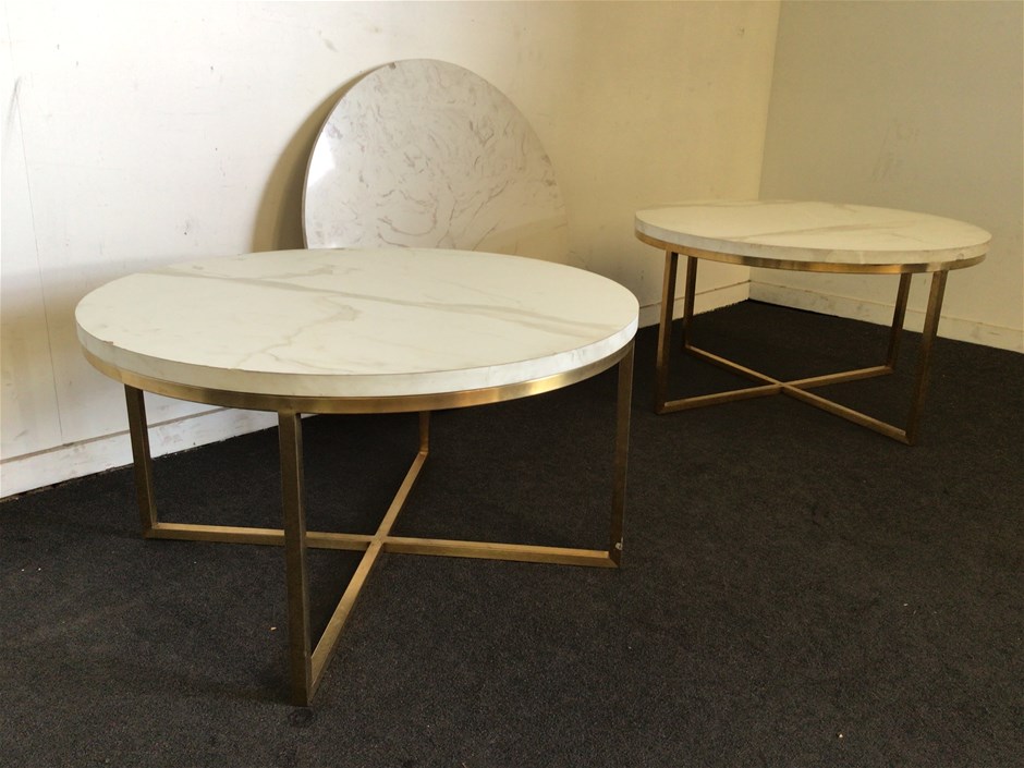 2x Composite Top Occasional Tables + 1x Composite Top Auction (0035 ...