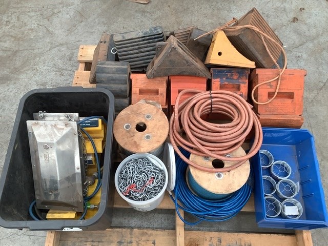 Pallet Of Assorted Wheel Chocks, Wire, Chain Auction (0141-9038902 ...