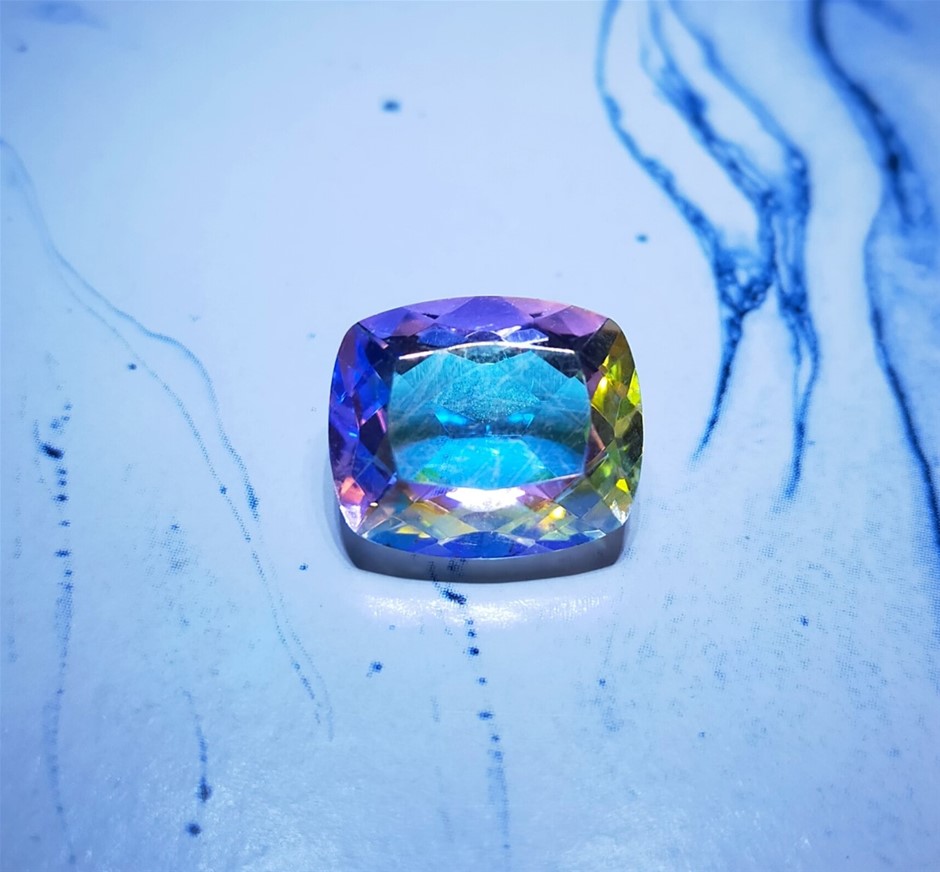 5.37ct Azotic Rainbow Topaz - FLAWLESS - Cushion Cut Auction (0007 ...