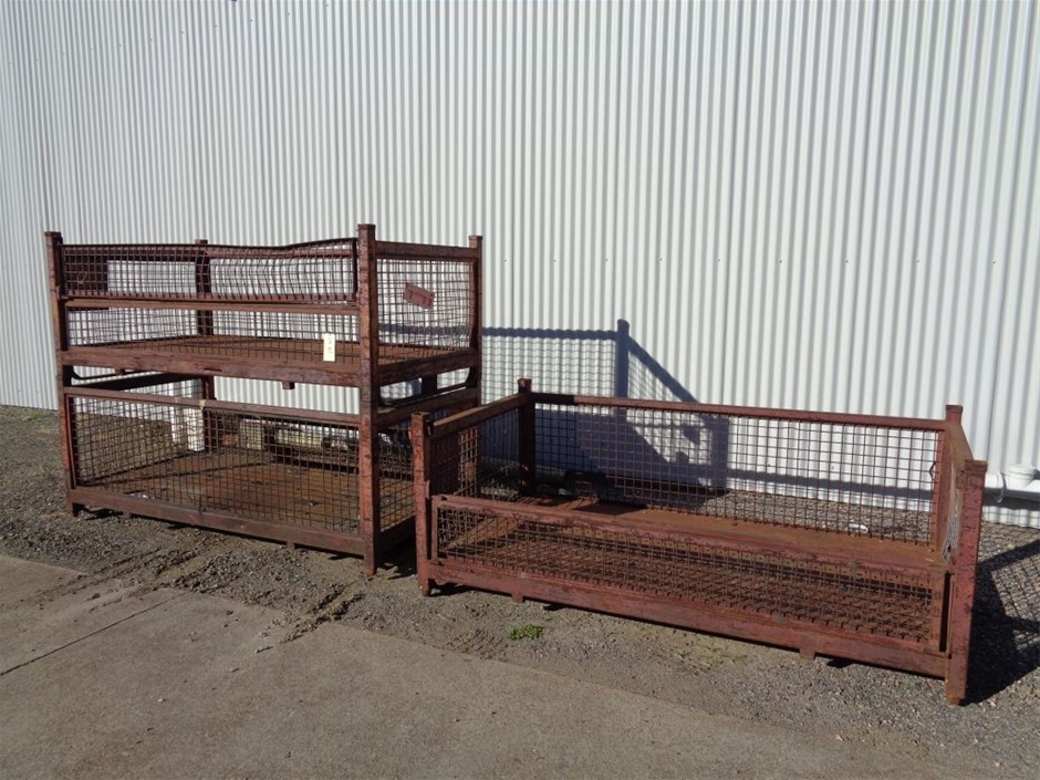 3 x Large Steel Cages, Stackable, Auction (0042-5052651) | Grays Australia