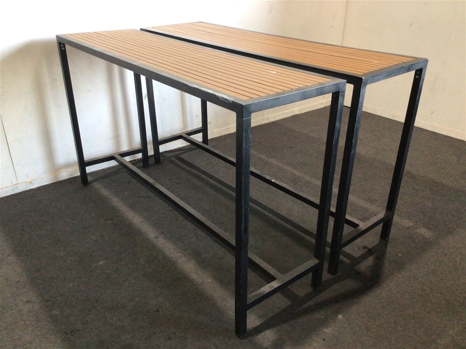 2 x Slatted High Bar Tables Auction (0026-7046165) | Grays Australia