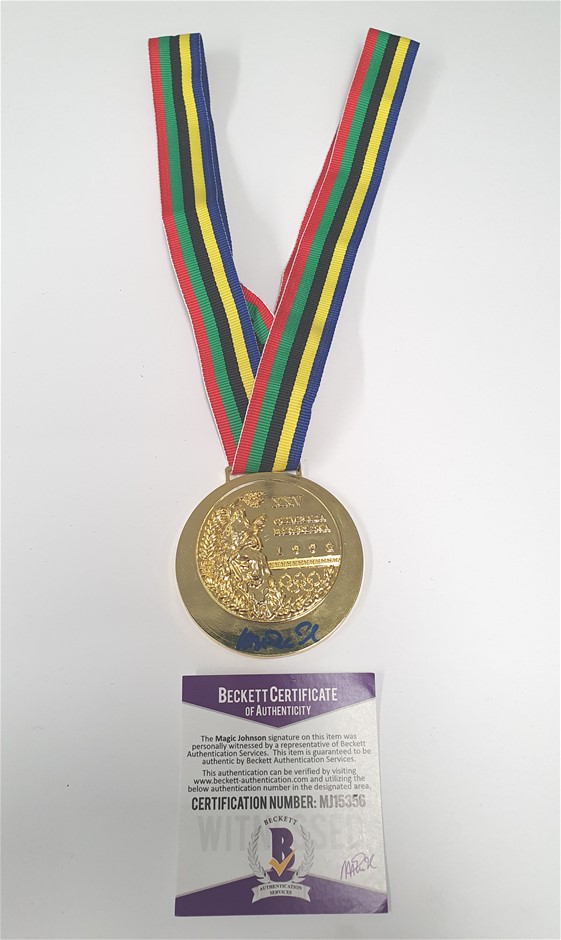 Magic Johnson Dream Team Medal Signed Unframed Auction (0006-2187884 ...