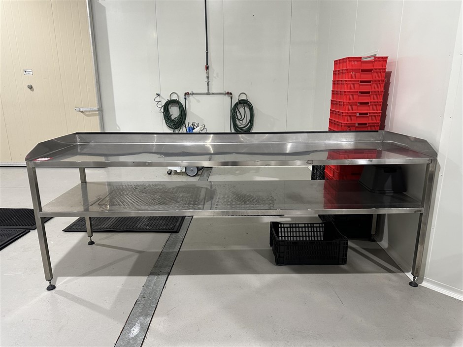 2 Tier stainless steel preparation bench with splashback Auction (0023 ...