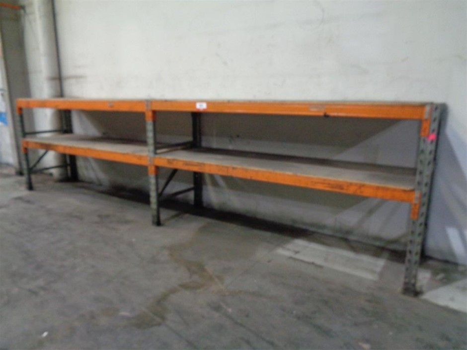 2 Tier Pallet Racking with Timber Shelving Auction (0182-9042299 ...