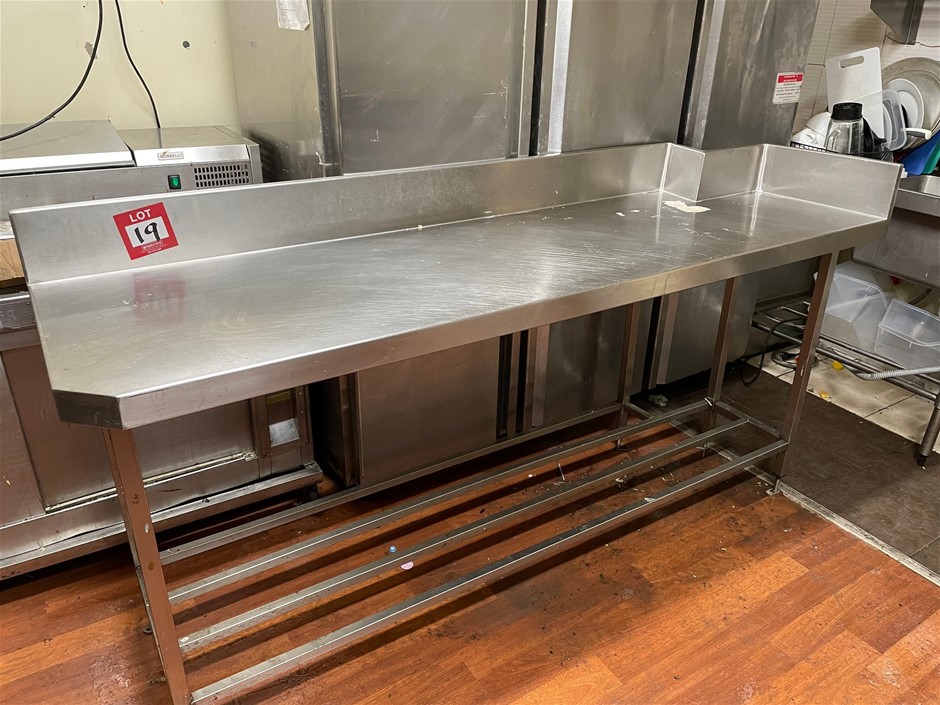 Stainless steel bench, 2100mm wide x 900mm high x 600mm deep. Auction ...
