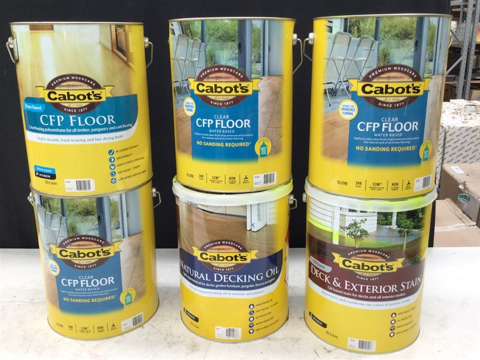 6 x Assorted 10 Litre Tins of Cabot’s Paint Auction (0040-3026293 ...