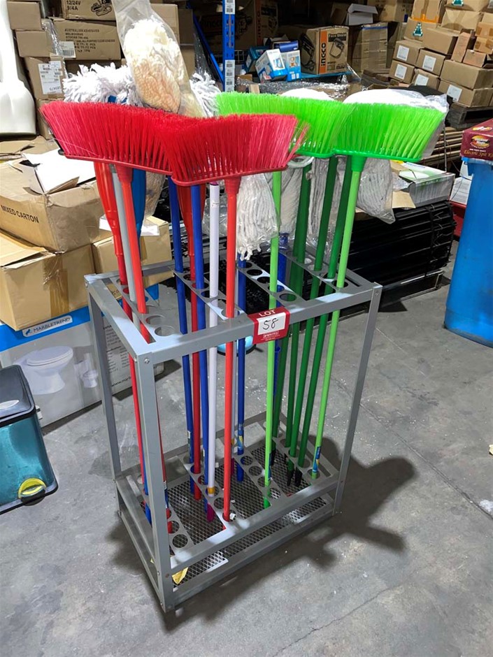 Retail Metal Display Stand with QTY Broom and Mops Auction (0058 ...