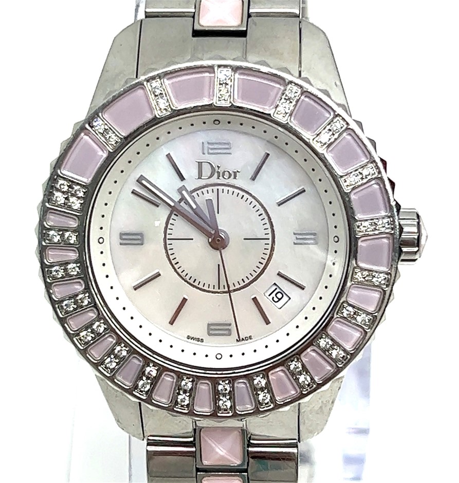 Christian Dior Christal Diamond & Pink Sapphire Ladies Watch Auction ...