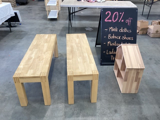 2 Timber Coffee Tables, Sandwich Board and House Display Auction (0122 ...