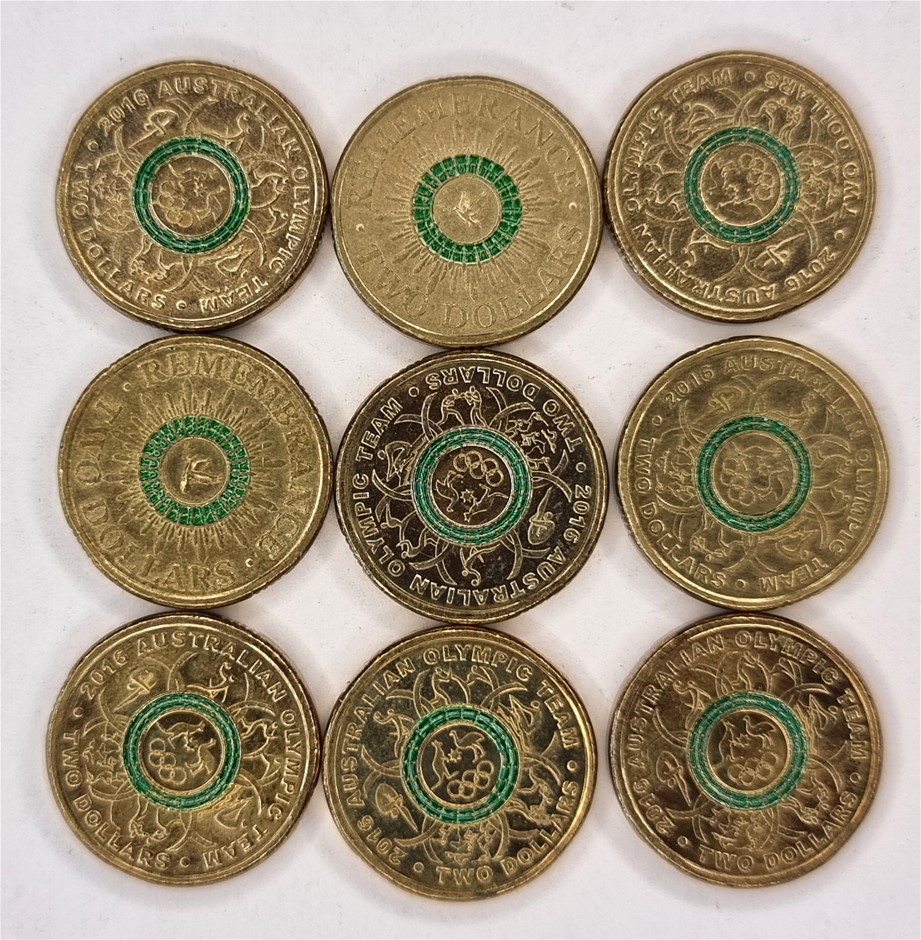 A Collection of Various Coloured Two Dollar Coins Auction (0021-2554965 ...