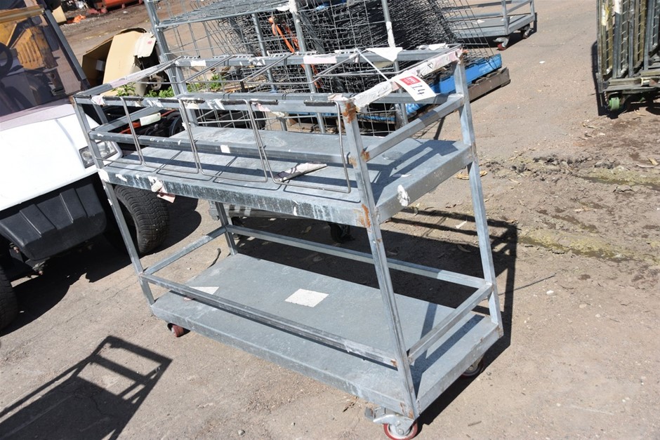 Galvanise Mobile 2 Tier Trolley with Lift up Wire Partition Auction ...