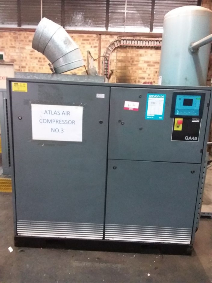 Air Compressor - Atlas Copco, GA45 Auction (0004-5054105) | Grays Australia