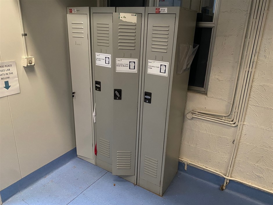 4 x Various Single Door Lockers with Qty Lab Coats Auction (0354 ...