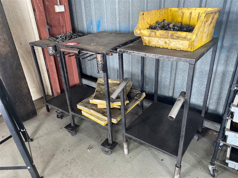 3 x Work Transfer Metal Trolleys and Punches End in Trolley Auction ...
