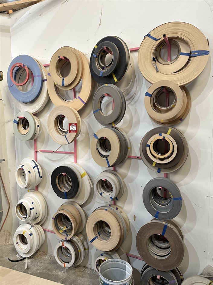 Custom Metal Wall Display Rack and qty of edgebanding rolls Auction ...