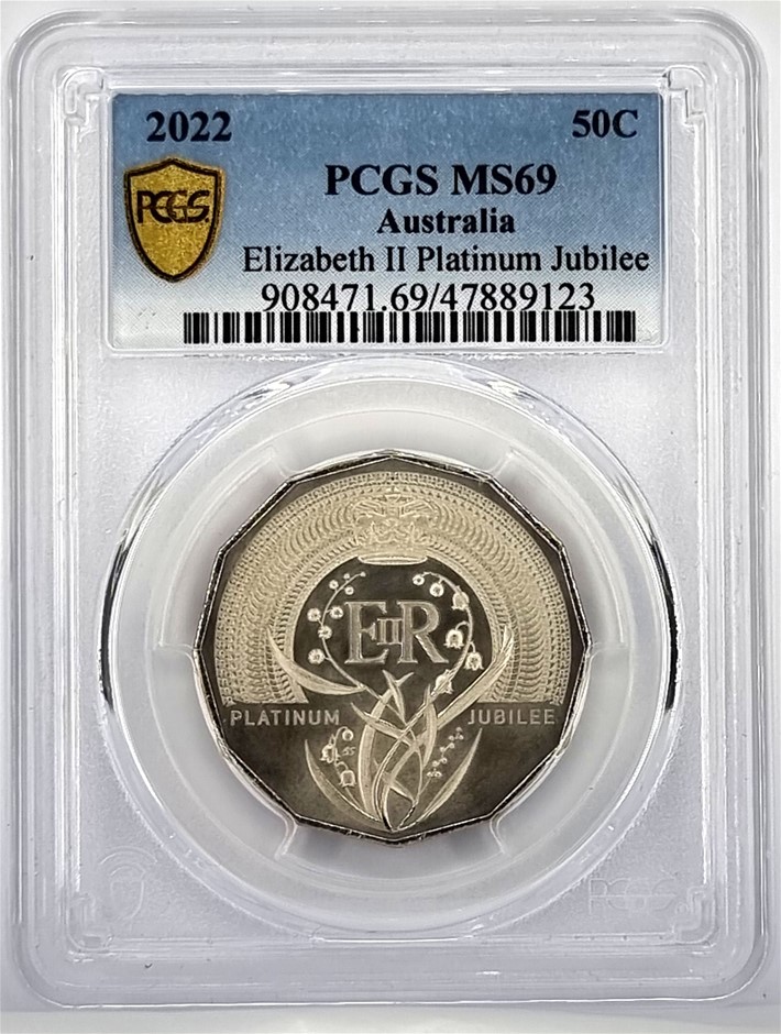 PCGS SLABBED PLATINUM JUBILEE 50c COIN Auction (0002-2556816) | Grays ...
