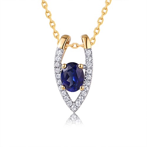 RRP: 2599 $- Genuine 9ct Yellow gold Luxury Diamond & Sapphire Necklace ...