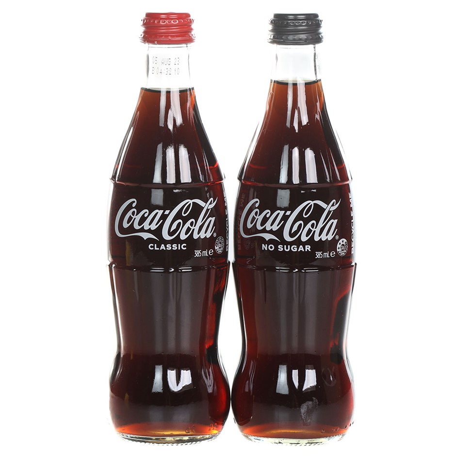 43 x COCA-COLA Classic Glass Bottles, 385ml & 23 x COCA-COLA Zero Glass Bot Auction (0487 ...