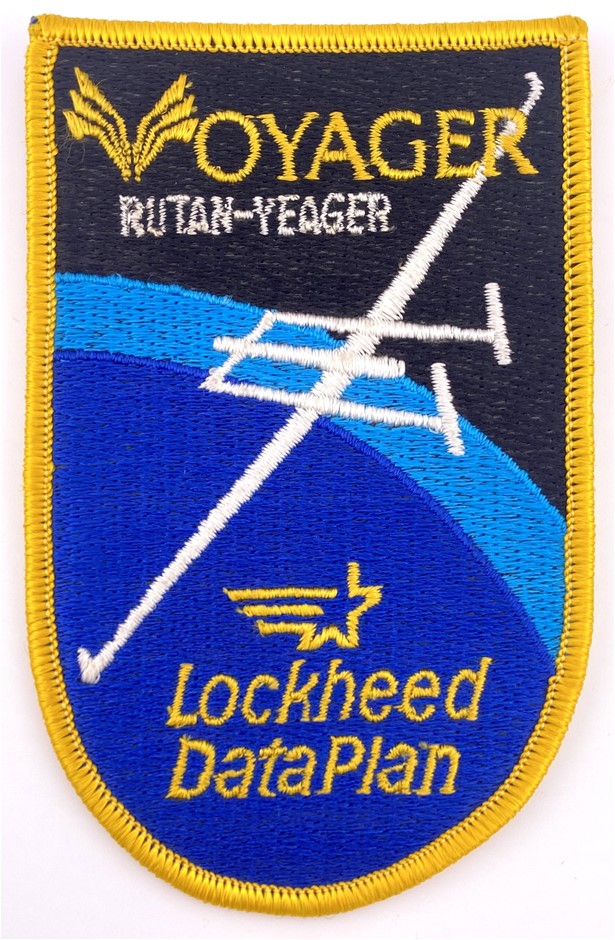 ORIGINAL RUTAN VOYAGER EMBROIDERED PATCH FEATURE LOCKHEED DATAPLAN ...
